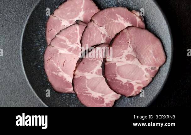 Ham, a meat cooked and sliced for sandwiches or Christmas table. Ham ...