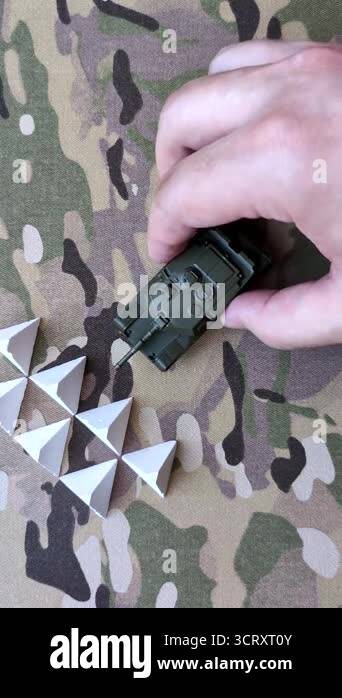 Anti-tank barrier or dragon's teeth made of concrete and iron as a ...
