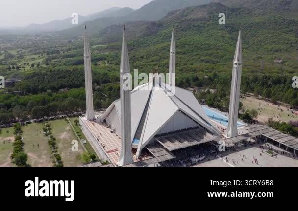 Aerial view of Faisal Mosque in Islamabad, Pakistan, showcasing its ...