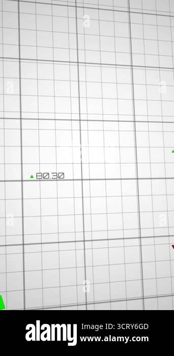 Animation of green lines and statistics processing over grid. global business, connections, data ...