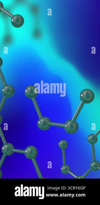 Animation of 3d micro of molecules on blue and green background. Global ...