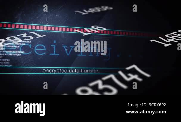On loading progress bar sliding as numbers shifting and pointer creeping showing encrypted ...
