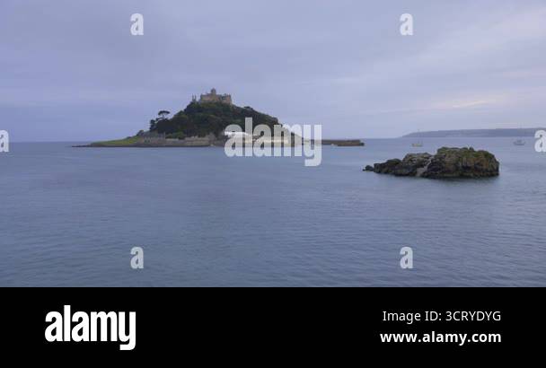 View of St Michael mount in Cornwall, little island with a castle in ...