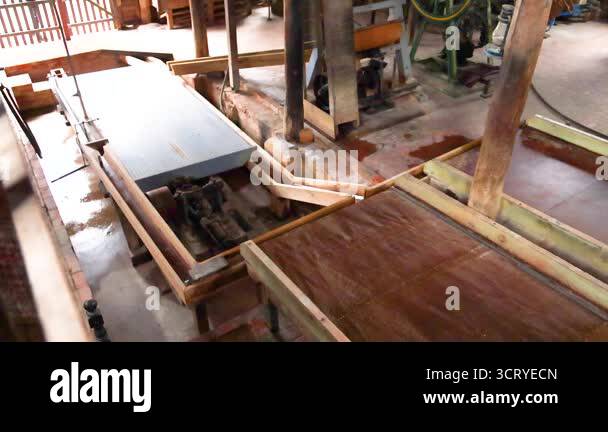 A traditional sawmill in Ballarat, Australia, processes timber using a ...