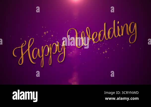 Golden Happy Wedding Text Animation With Sparkling Particles Shiny