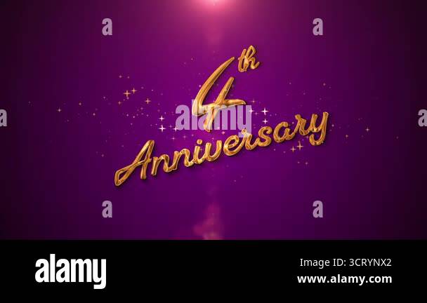 Golden 4th Anniversary glowing text with shining particles and soft ...