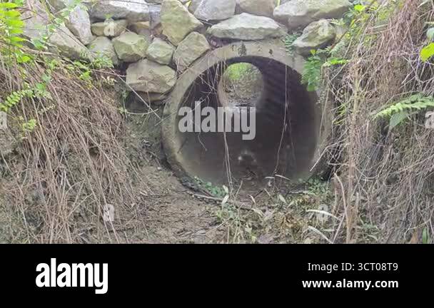 simple rural canal irrigation and drainage system with stack up pile of ...