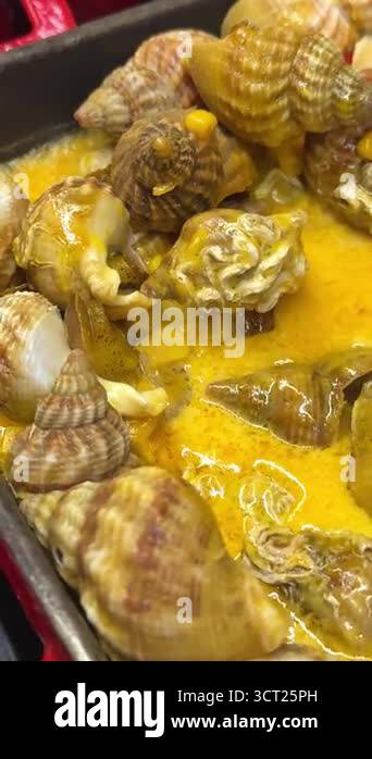 Close up cooking fresh yummy tasty delicious Stir fried clams with ...