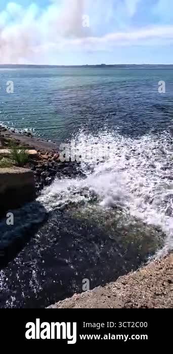 Water pollution, dirty, poorly treated wastewater flows into a natural ...