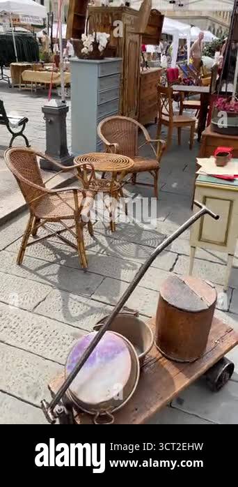 Chiaveri, Italy - September 13, 2025. Flea antique market in Europe ...