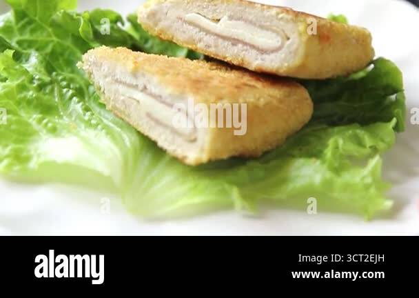 Cutlet cordon bleu meat chicken, cheese, ham second course french ...