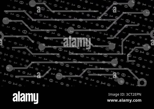 Random digital data matrix of binary code numbers text space. motion background for technology ...