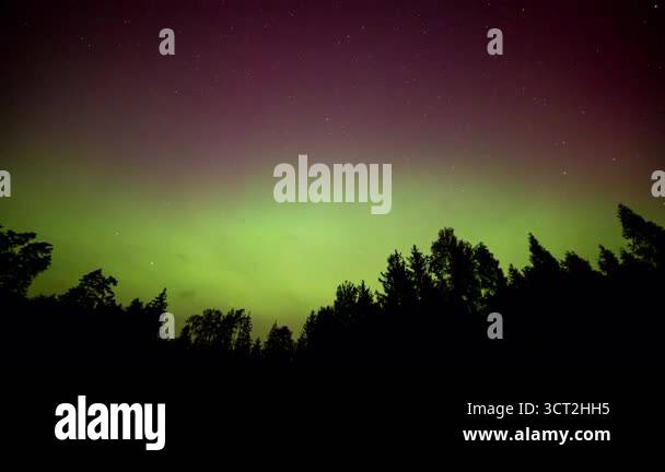 Spectacular northern lights aurora borealis over Polish sky ...
