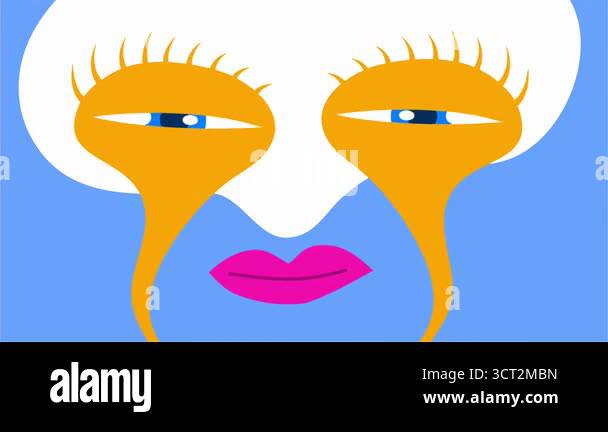 a woman with a blue eyes and yellow lips Stock Video Footage - Alamy
