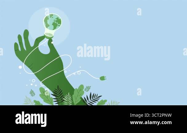 hand holding a green plant with environmental protection. vector Stock ...