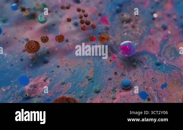 Fluid drop. Liquid background. Blur blue red maroon color ink in ...