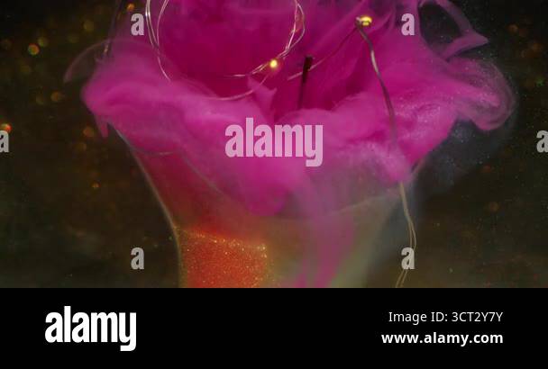 Haze flow blur. Broken light bulb. Color vapor spill on flare garland ...