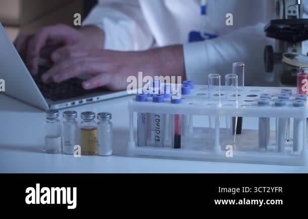 Virus researcher specialist. Medical healthcare scientist in lab ...