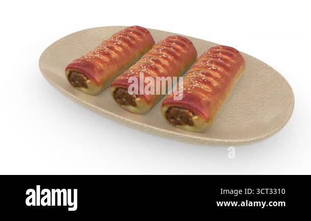 sweet potato rolls.3d and computer rendering animation video with 4k ...