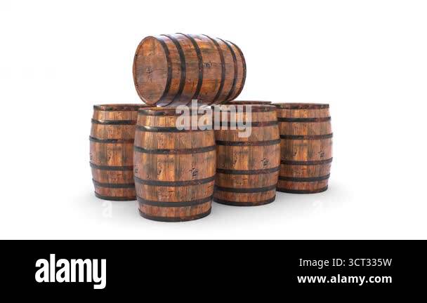 simple wooden barrels.3d and computer rendering animation video with 4k ...