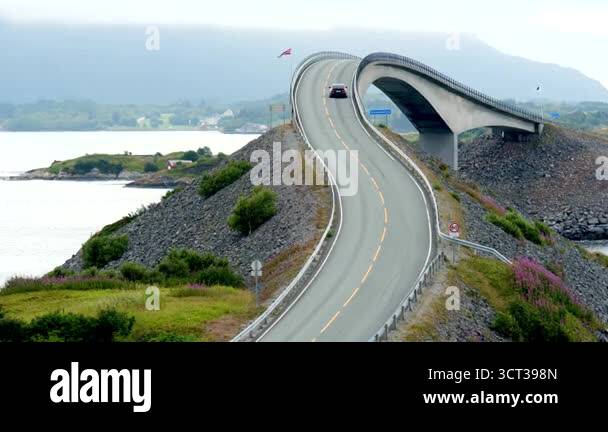 Majestic views of the Atlantic Ocean Road in Norway, showcasing its ...