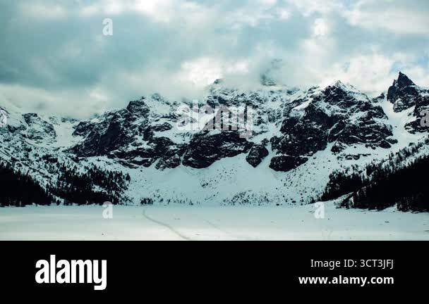 Frozen Lake Morskie Oko or Sea Eye Lake in Poland at Winter. Natural ...