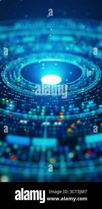 Looped futuristic HUD animation with glowing digital rings, data ...