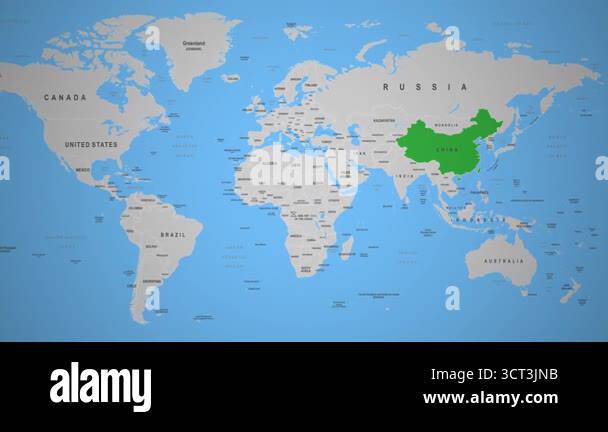 China political map zoom highlighted country borders Asia geography ...