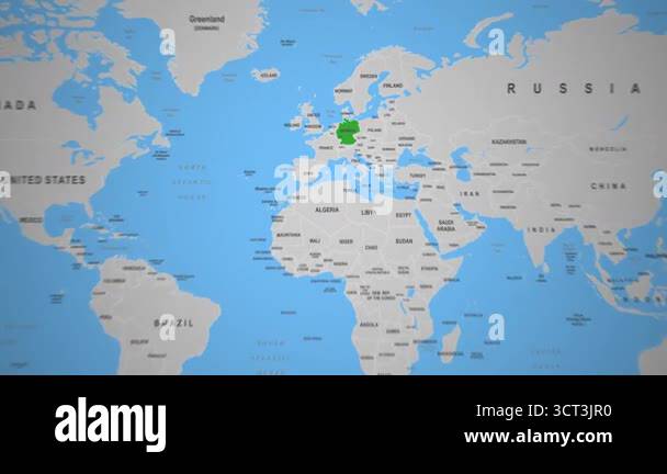 Germany Country Outlined on World Map 2D Animation Central Europe. High ...