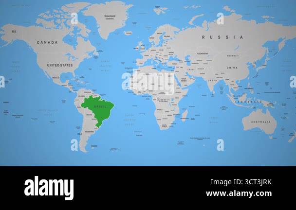Brazil political map zoom highlighted country borders South America ...
