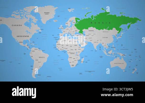 Russia political map zoom highlighted country borders Eurasia geography ...