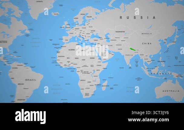 Nepal 2d animation map Asia country location geography atlas ...