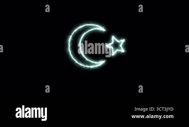 Star and crescent symbol blue flaming. Loop Stock Video Footage - Alamy