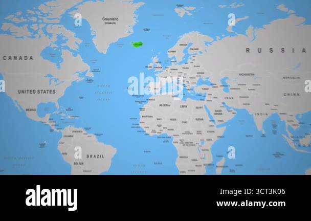 Iceland 2d animation map Europe country location geography illustration ...