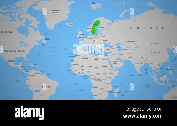Sweden 2d animation map Europe country location geography animated ...