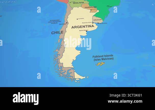 Argentina Highlighted Animated World Map 3D Visualization Showing ...