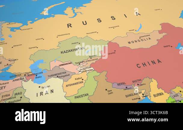 Russia Highlighted 3D World Map Animation Showing Eurasia Countries ...