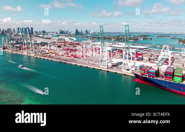 Miami, Florida, USA - April 02, 2025: Export and import. Cargo business ...