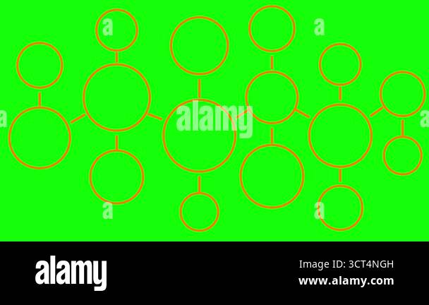 Animated line orange icon of molecule. Linear medical symbol is drawn ...