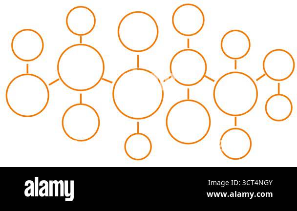 Animated line orange icon of molecule. Linear medical symbol is drawn ...