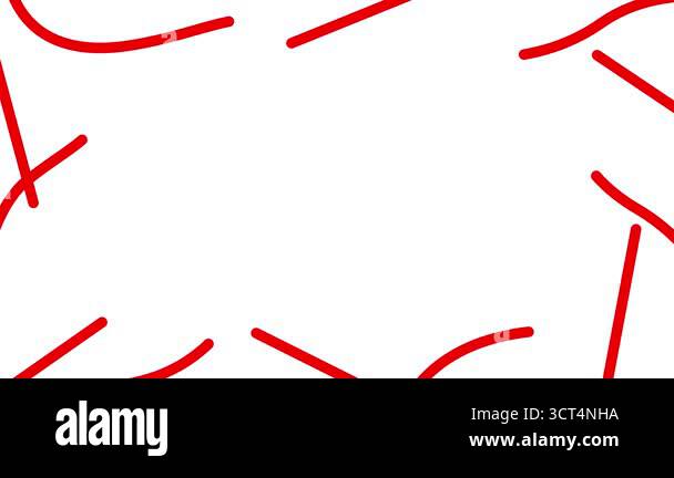 Animated red decorative wavy lines is drawn. Linear background with ...