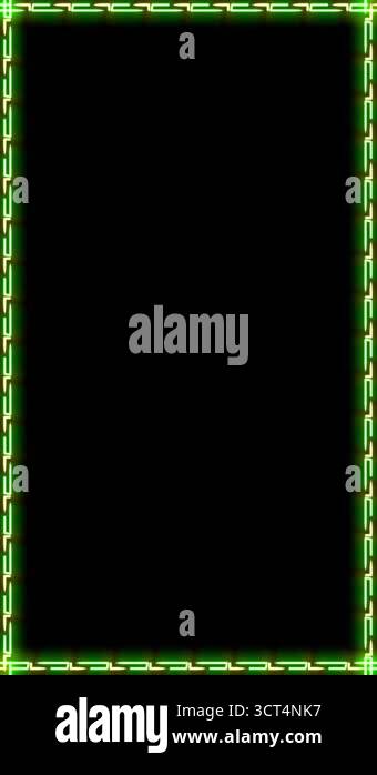 Green neon light frame animation with blank area for text or technology ...