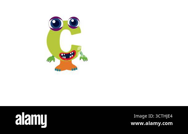 Playful animation of the letter C transforming into a character ...