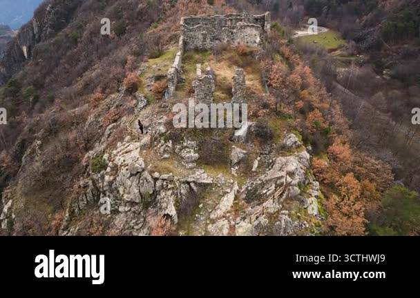 The Challant castle Aosta Valley Italy aerial view Stock Video Footage ...