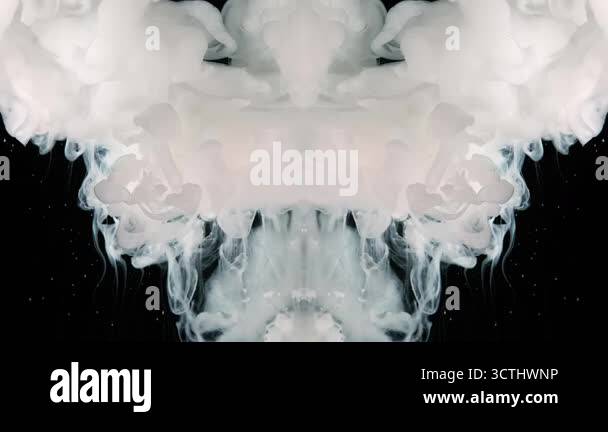 Abstract background of a white swirling cloud of ink. Sinister devilish ...