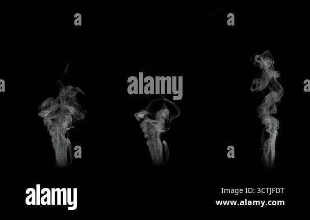 Super Slow Motion Collection of Slowly Rising Smoke, Isolated on Black ...