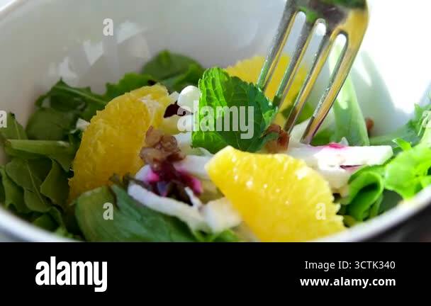 beetroot salad with orange and cheese food rotation. High quality 4k ...