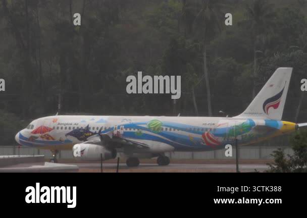 PHUKET, THAILAND - FEBRUARY 22, 2025: Side view, plane Airbus A320, HS ...