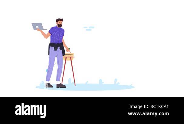 Business Activity Scene. Moving banner with office employees or ...