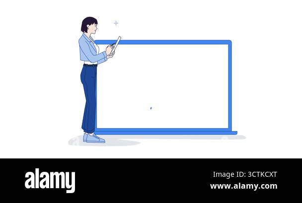 Human resources. Moving banner with HR employee analyzing skills of ...